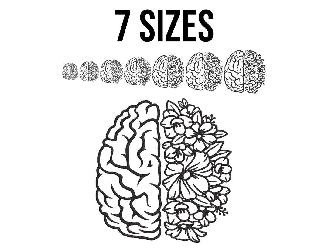 Floral Brian Embroidery Design - Mental Health Embroidery Files - Human ...