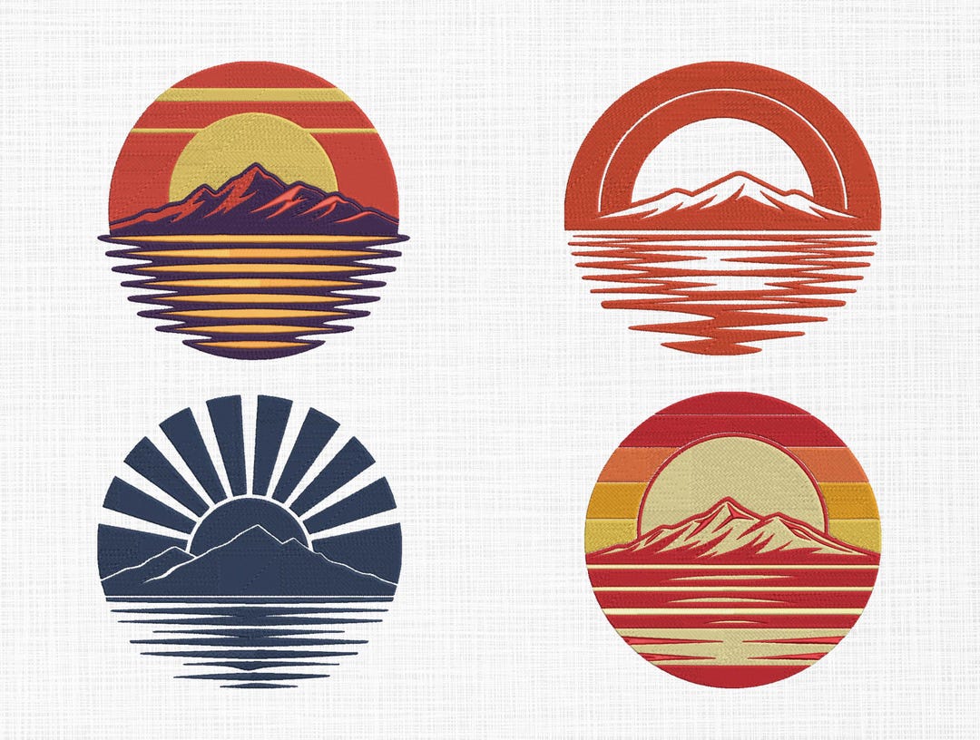 Sunset Rays Reflection Embroidery Design, Sunset Machine Embroidery ...