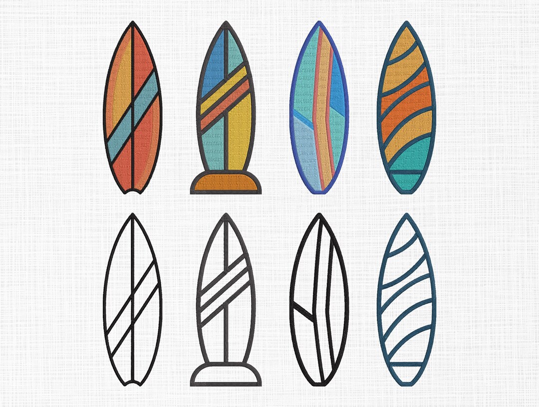 Surfboard Embroidery Designs - Wave Board Design Files - Sea and Beach ...