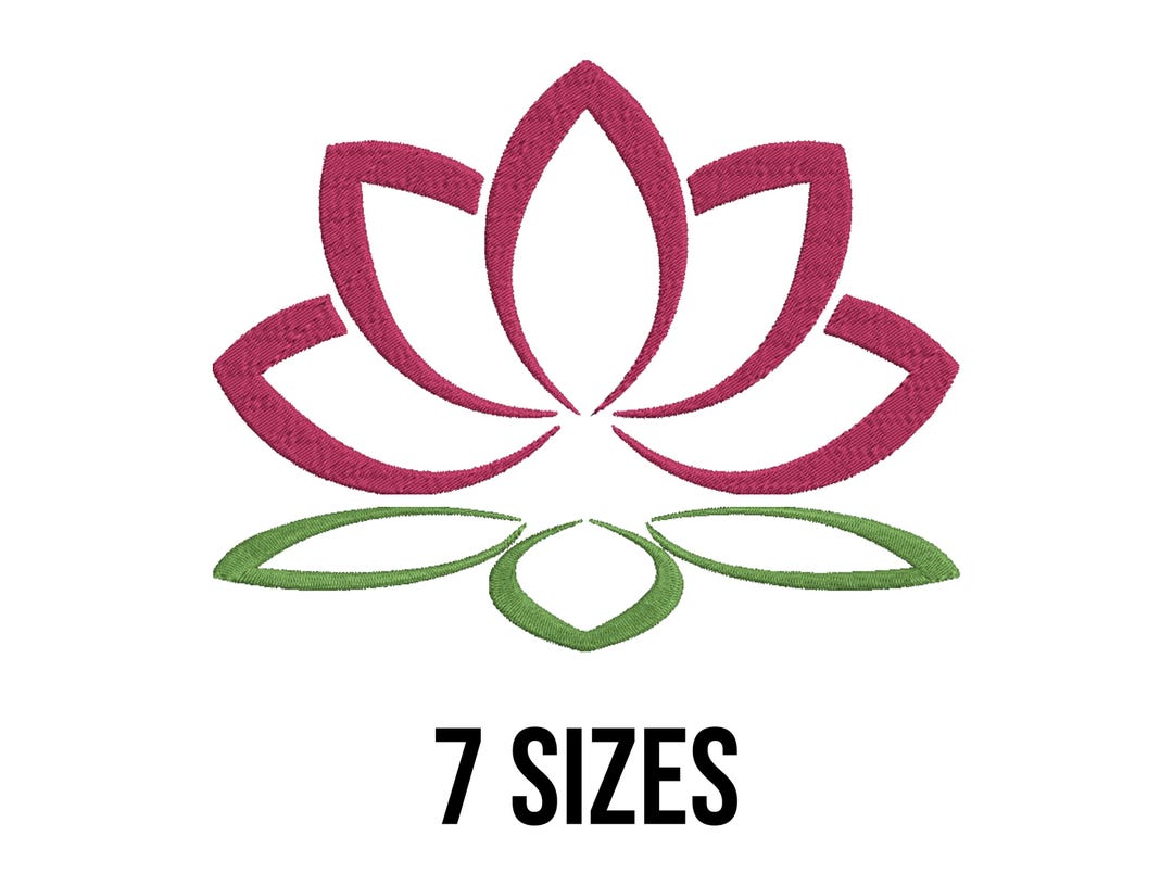 Lotus Flower With Leaves Embroidery Design - Lotus Flower Embroidery ...