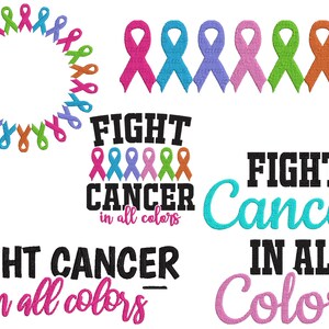 Fight Cancer in All Colors Embroidery Design - Cancer Awareness ...