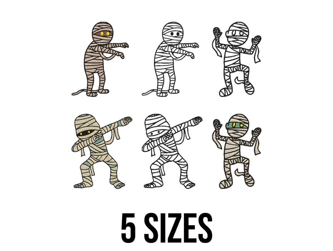 Mummy Bundle Embroidery Design - Halloween Mummy Embroidery Design ...