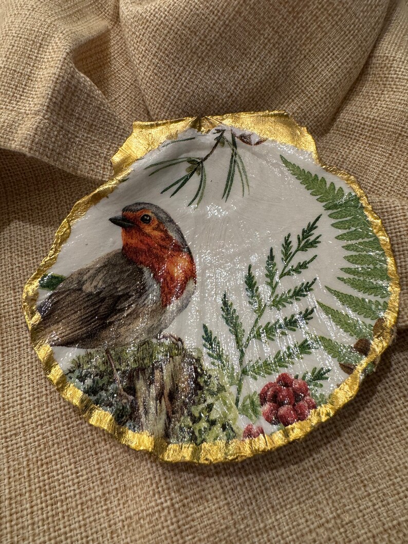 Beautiful Natural Scallop Shell With Bird Theme - Etsy