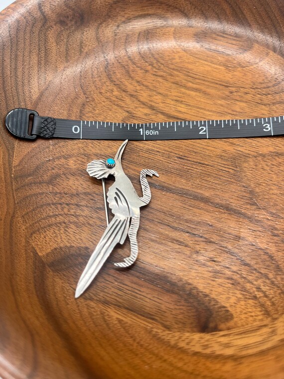 Native American Silver Road Runner with Turquoise Eye… - Gem