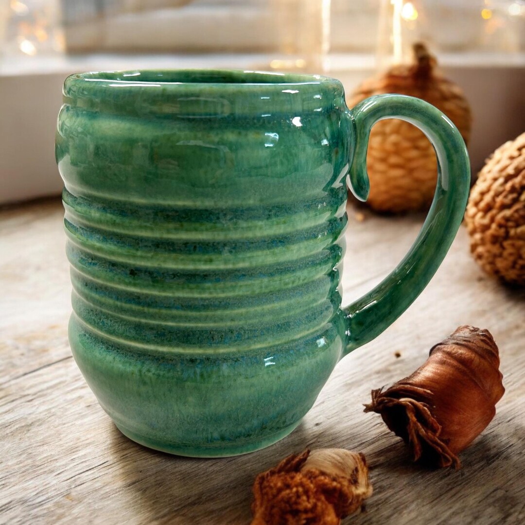 Handmade Ceramic Green Mug - Etsy