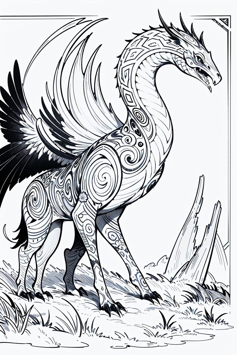 Fantasy Creatures Coloring Pages - Etsy