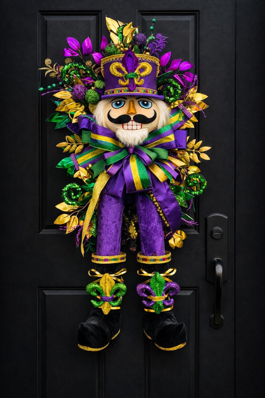 Mardi Gras Swag, Nutcracker Head & Legs, Purple Green Gold, Designer ...