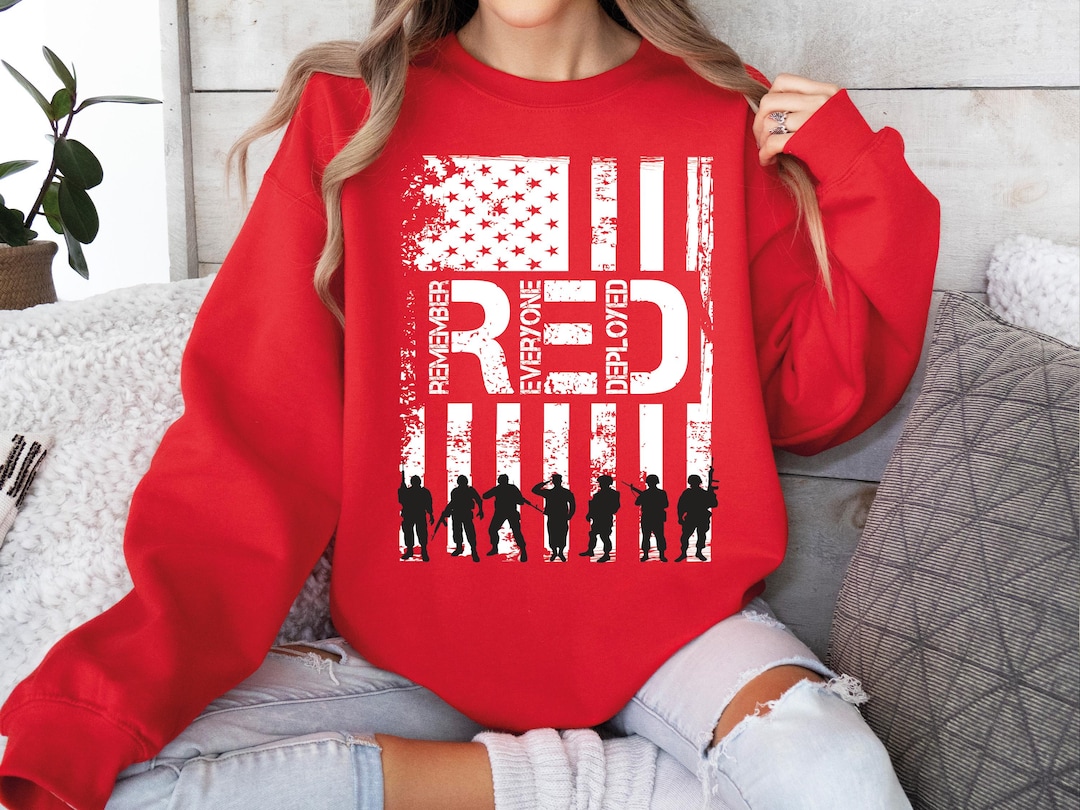 We Wear Red Remember Everyone Deployed Shirt American Flag Us Veteran ...
