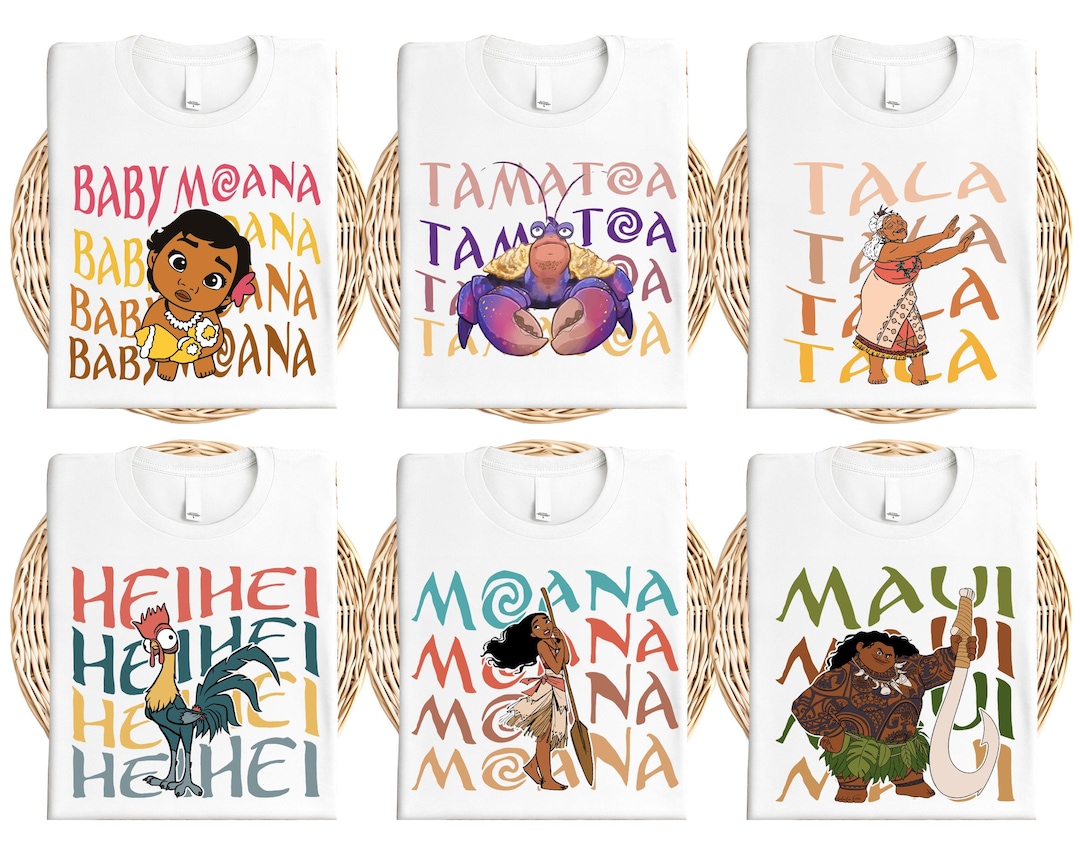 Disney Moana Characters Shirt, Disney Moana Hei Hei Pua Maui Matching ...