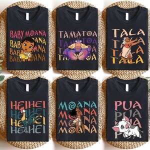 Disney Moana Characters Shirt, Disney Moana Hei Hei Pua Maui Matching ...