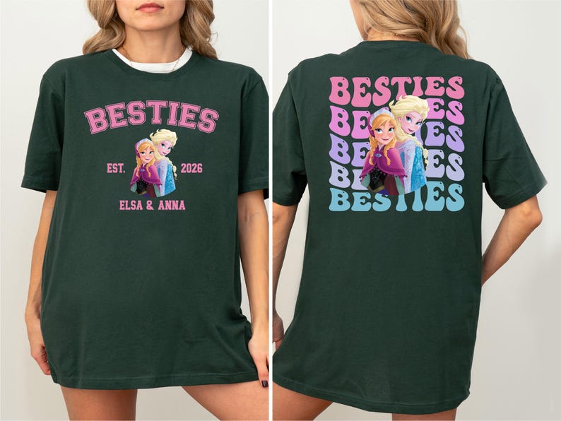 Disney Frozen Elsa and Anna Besties Shirt, Princess Best Friends Shirt ...