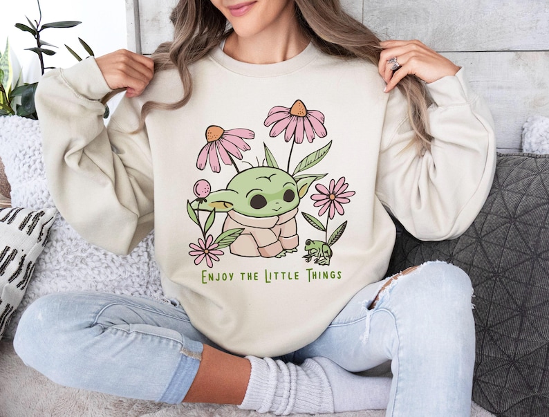 Disney Baby Yoda T-shirt, Cute Grogu Floral Shirt, Enjoy the Little ...