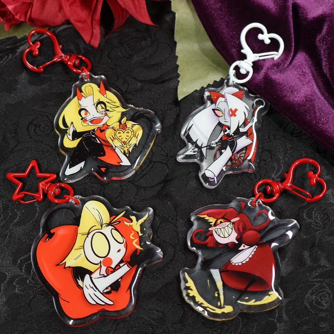 Hazbin Hotel Keychains Charlie/vaggie/ Niffty/ Lucifer/ Angel Dust - Etsy