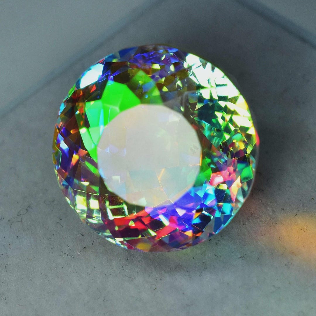 40 Ct AAA + Mystic Topaz Round Shape Rainbow Color Topaz Certified ...