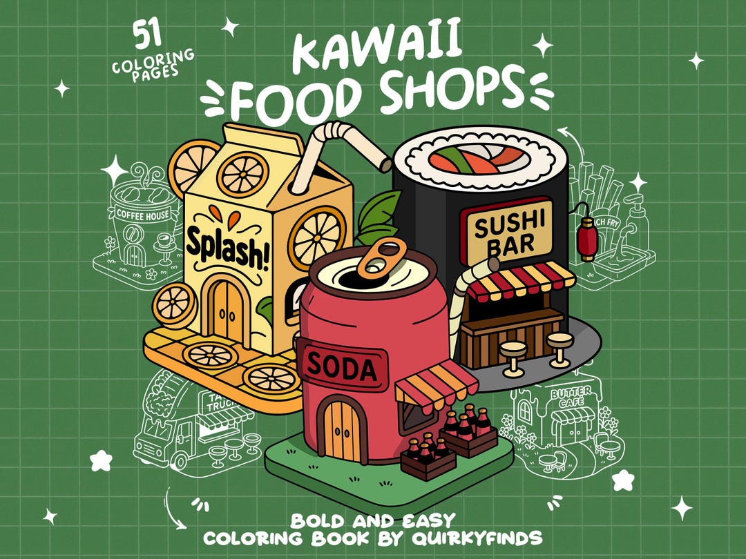 Food Shop Coloring Book Storefront Coloring Market Store Coloring ...