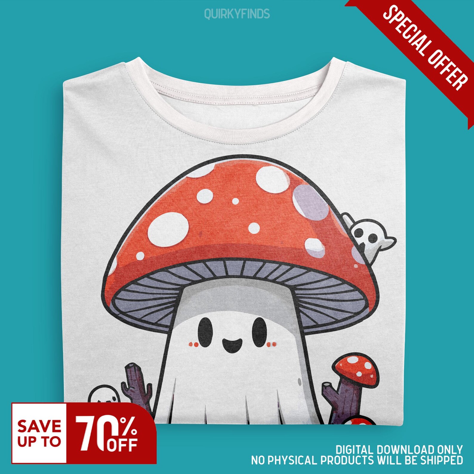 Mushroom Ghost PNG, Spooky Cute Ghost Shirt Design, Cute Mushroom Mug ...