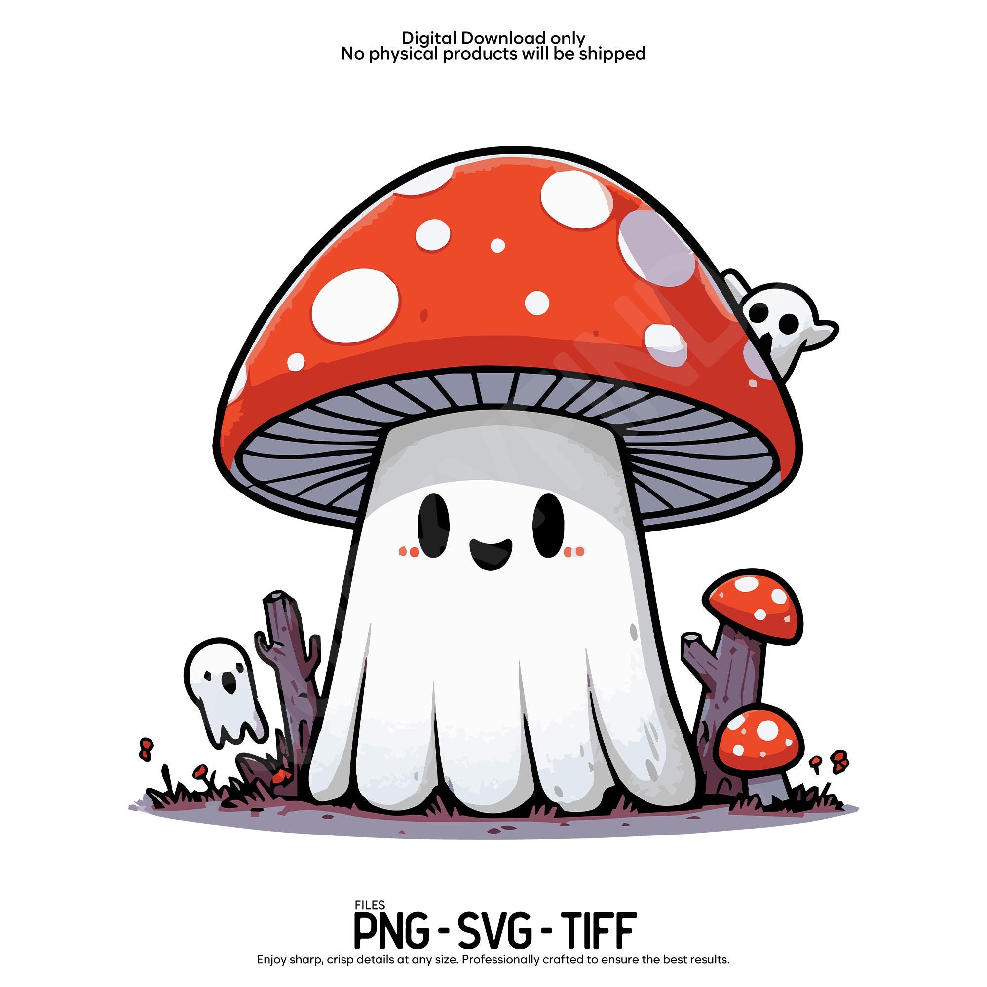 Mushroom Ghost PNG, Spooky Cute Ghost Shirt Design, Cute Mushroom Mug ...
