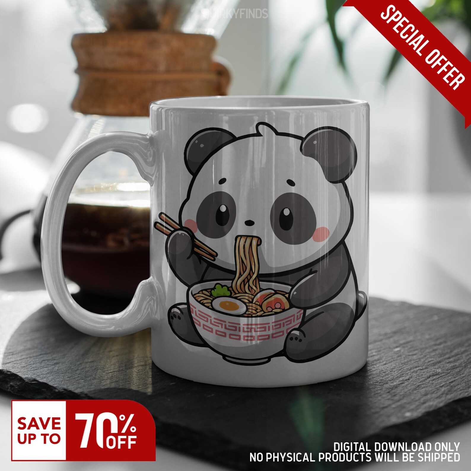 Panda Ramen PNG Funny Panda Shirt Design Cute Panda Bear PNG Kawaii ...