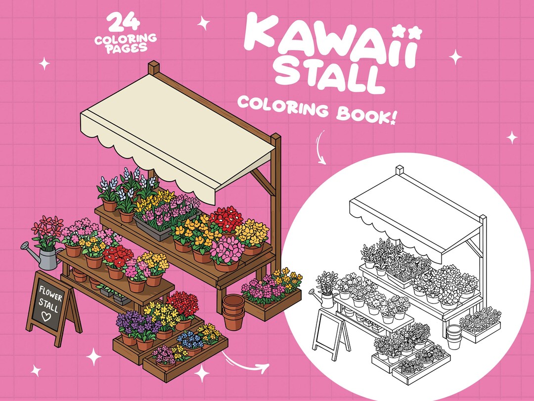 Cart Coloring Shop Coloring Book Storefront Coloring Booth Business ...