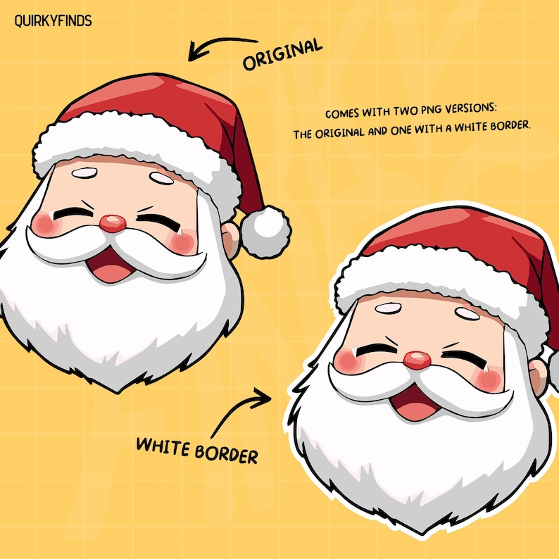 Santa Head, Santa Face Clipart, Cute Santa PNG Bundle, Christmas Emoji ...