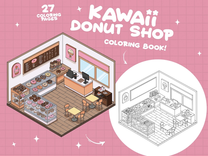 Donut Coloring Pages Shop Coloring Store Dessert Coloring Bakery Sweets ...