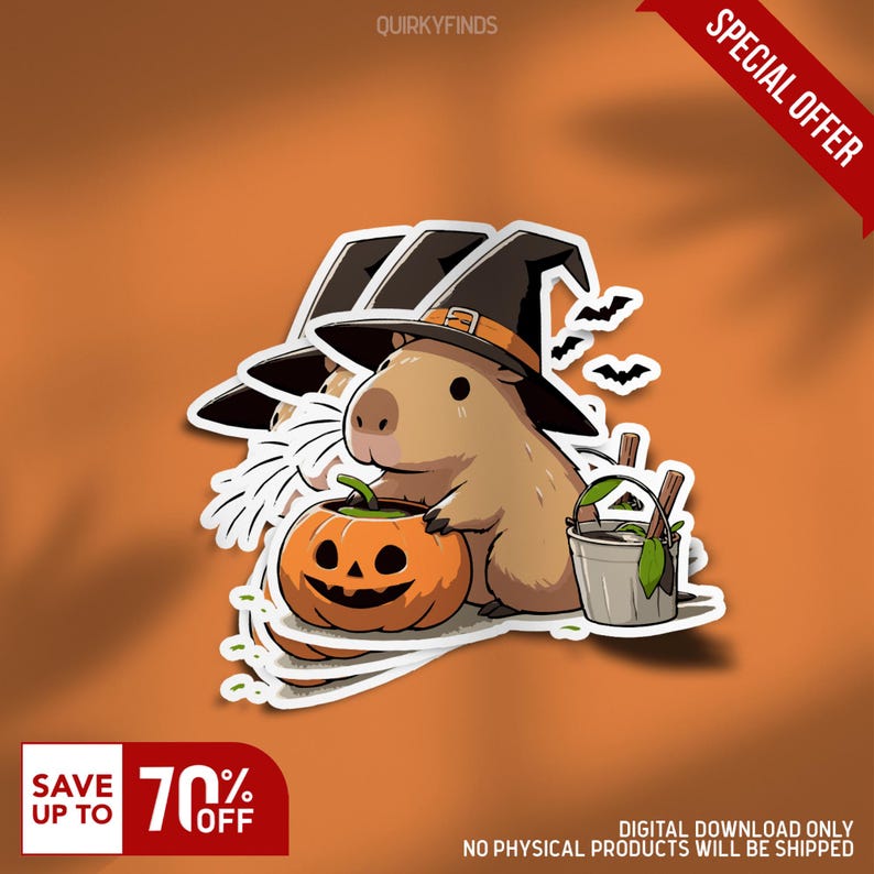 Cute Capybara Funny Halloween Decor Halloween Cute Animals Shirt Design ...