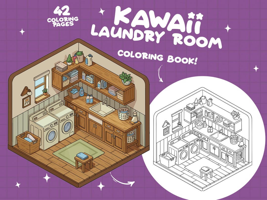 Laundry Room Coloring Book Cozy Home Coloring Clothes Cozy Space ...