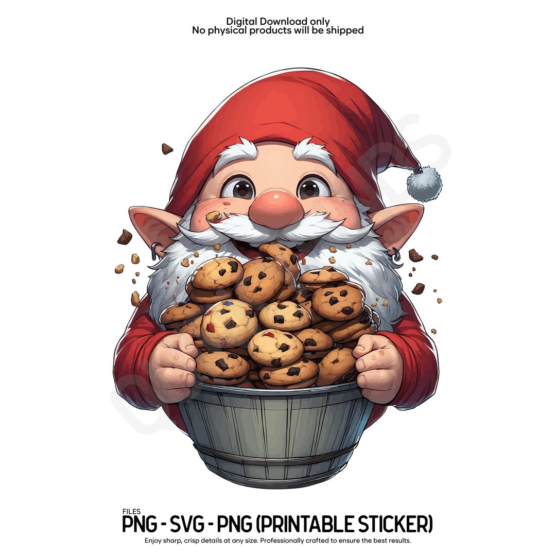 Santa Gnome Christmas Cookies PNG Gingerbread Gnome Baking Clipart ...
