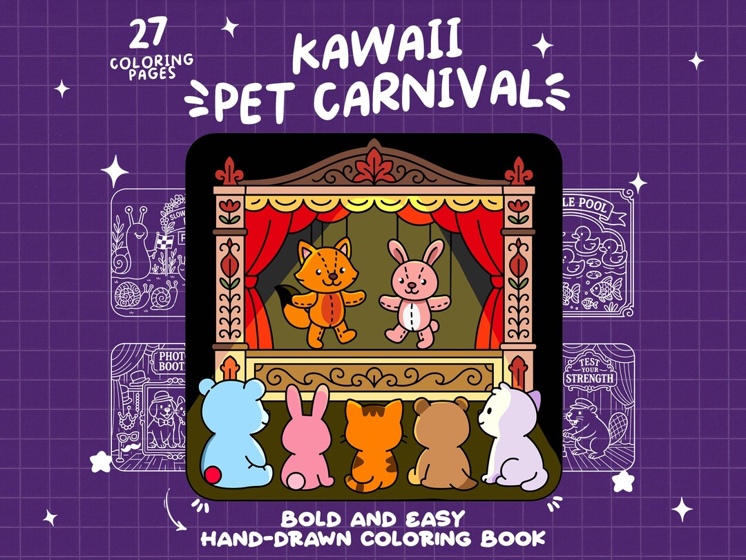 Carnival Coloring Circus Party Theme Park Coloring Pet Cute Animal ...