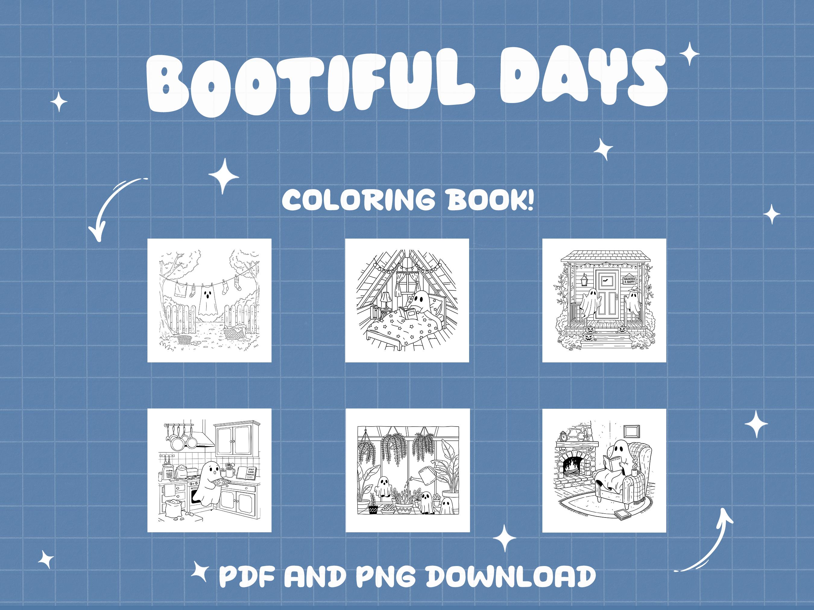Spooky Cozy Coloring Book Creepy Cute Coloring Kawaii Ghost Coloring ...