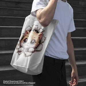 3d Hole in Wall PNG, Peeking Cat Sticker PNG, Kawaii Cat 3d Cat Hole in ...