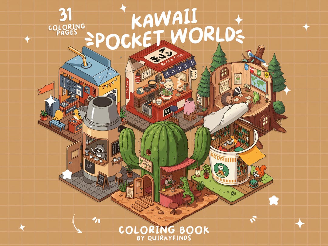 Pocket World Coloring Tiny Miniature Coloring Book Pocket Home Coloring ...