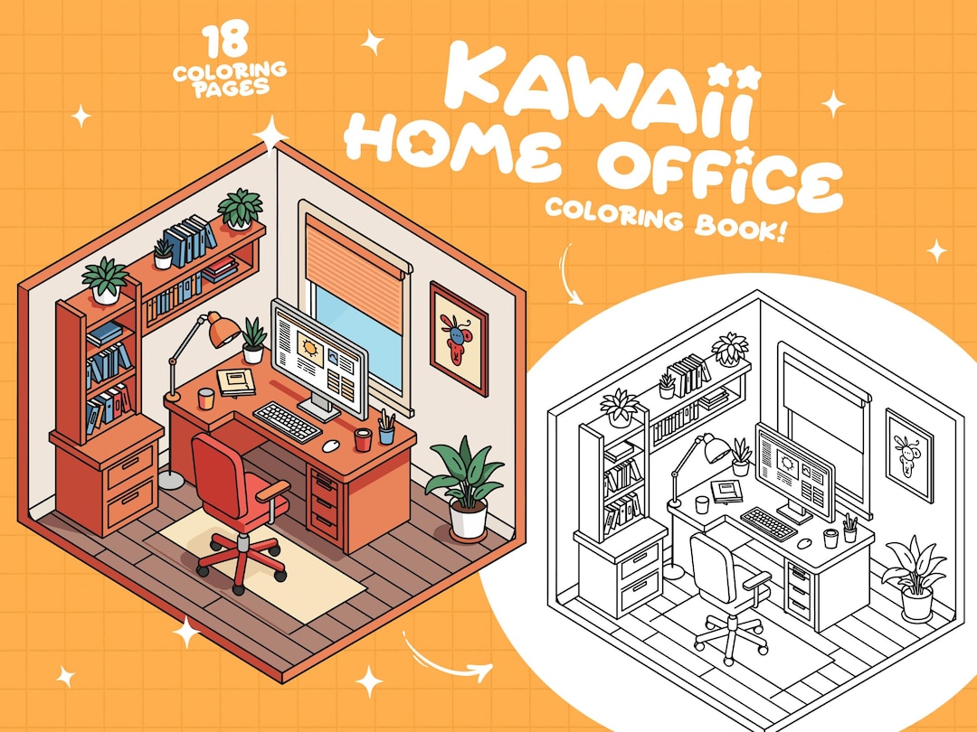 Office Coloring Book Work Coloring Pages Kawaii Cozy Corner Comfy ...