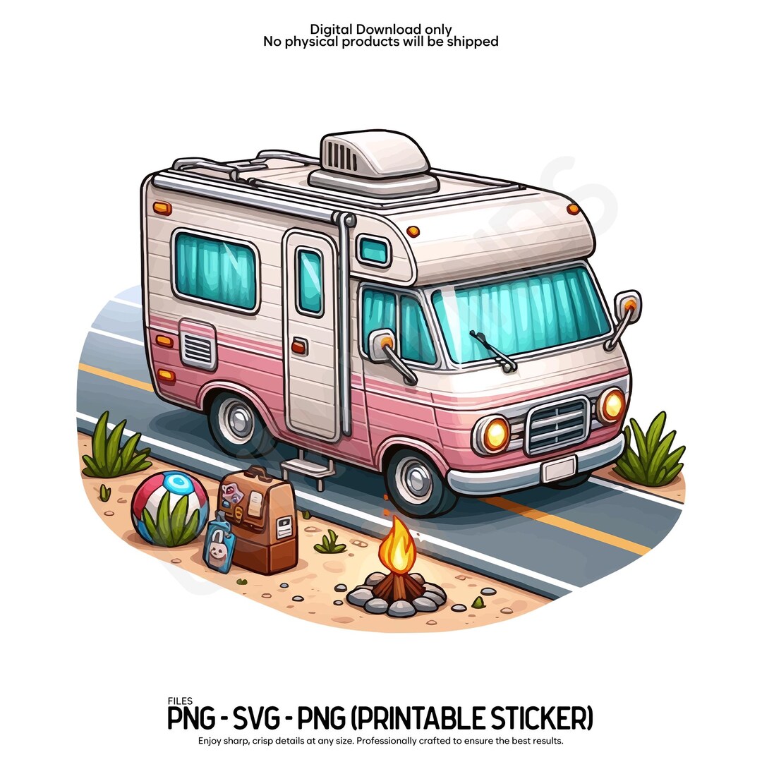 Retro Van Camping PNG, Camper Png, Retro Camper Van Decal RV Camper ...