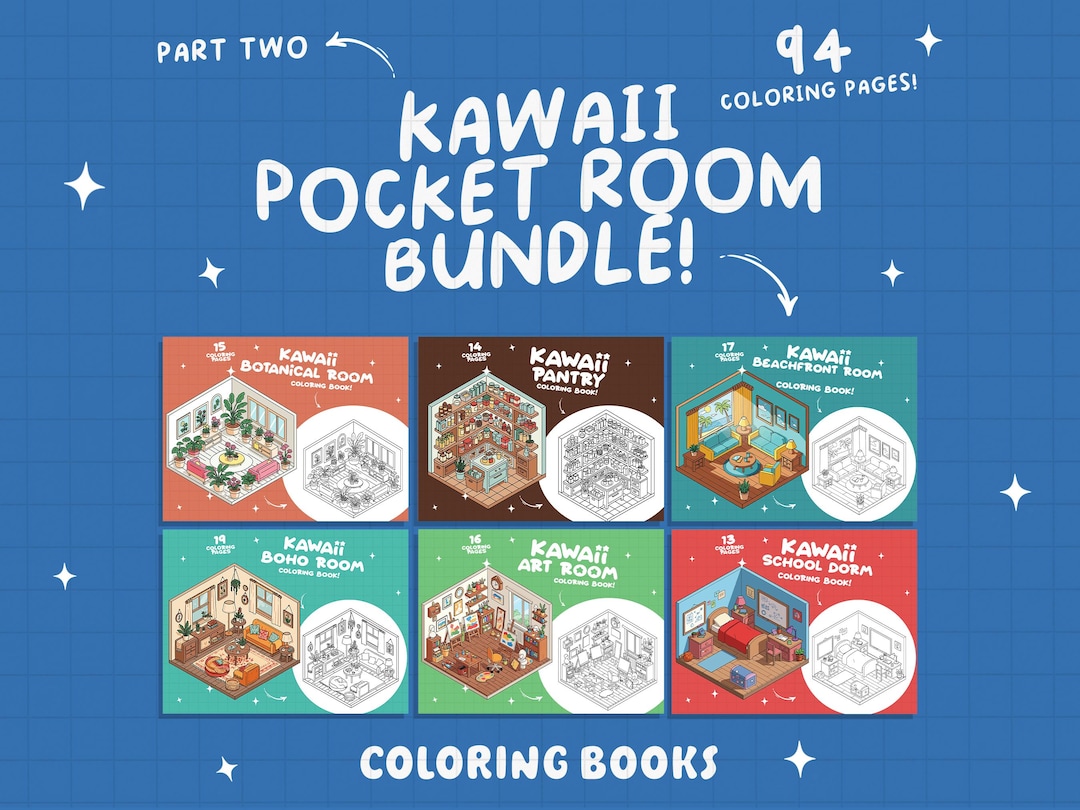 Cozy Space Coloring Pages Bundle Furniture Coloring Trendy Tiny House ...