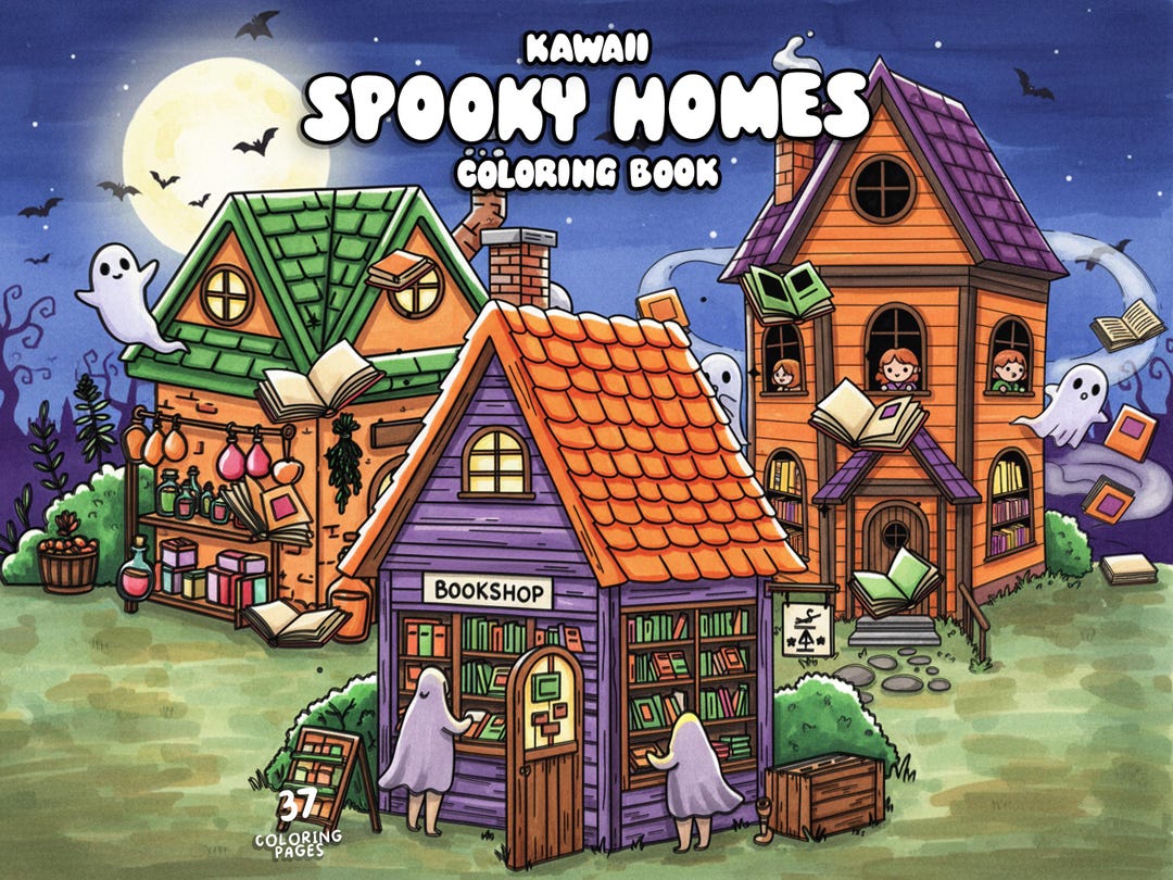 Spooky Cute Coloring Book Ghost Coloring Creepy Kawaii Coloring House ...