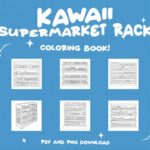 Grocery Rack Coloring Shop Coloring Book Market Coloring Store Kawaii ...