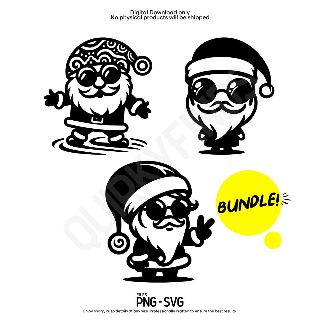 Hippie Santa, Cool Santa, Retro Santa SVG Bundle, Groovy Christmas SVG ...