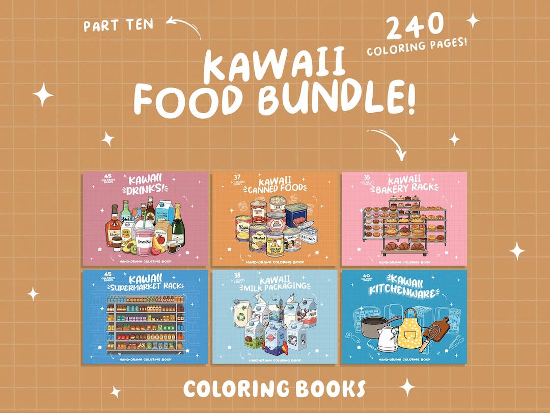 Kawaii Food Coloring Pages Bundle Snacks Coloring Store Shelf Coloring ...