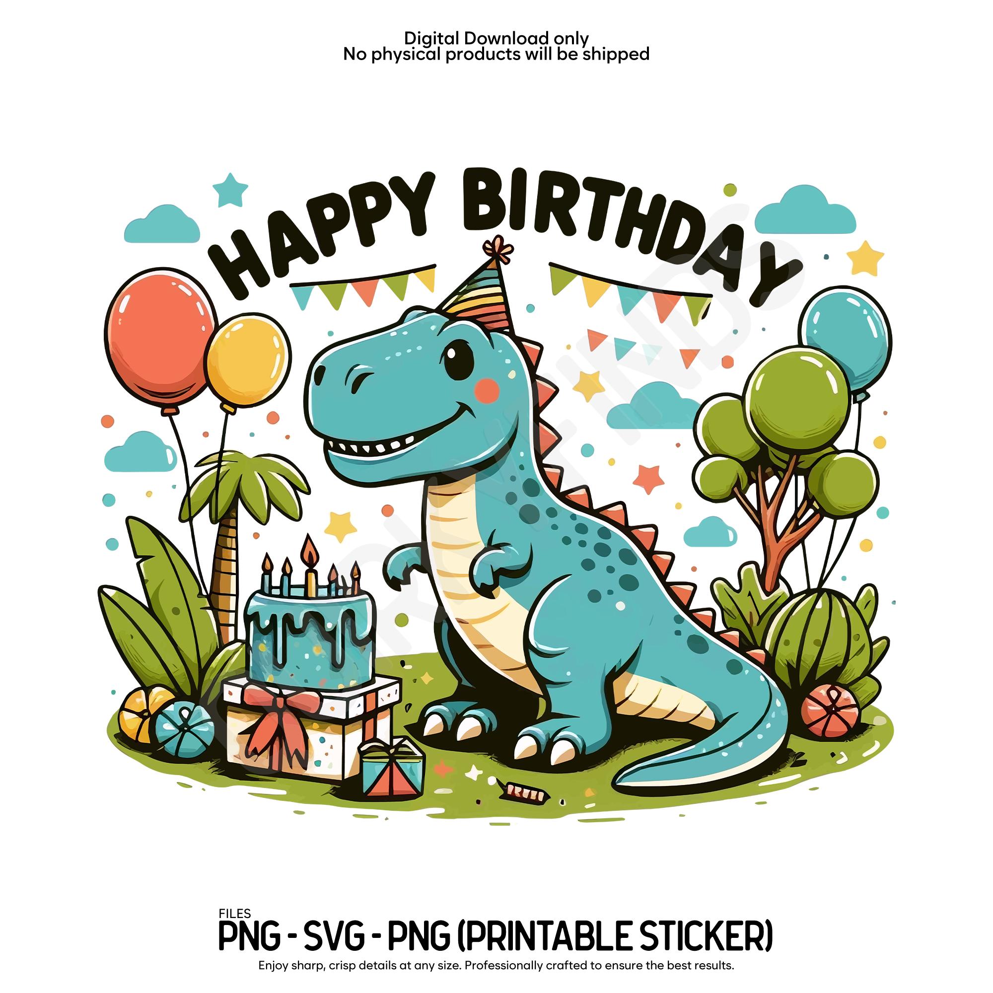 Happy Birthday Dinosaur Birthday PNG, Dino Birthday PNG, Birthday Boy ...