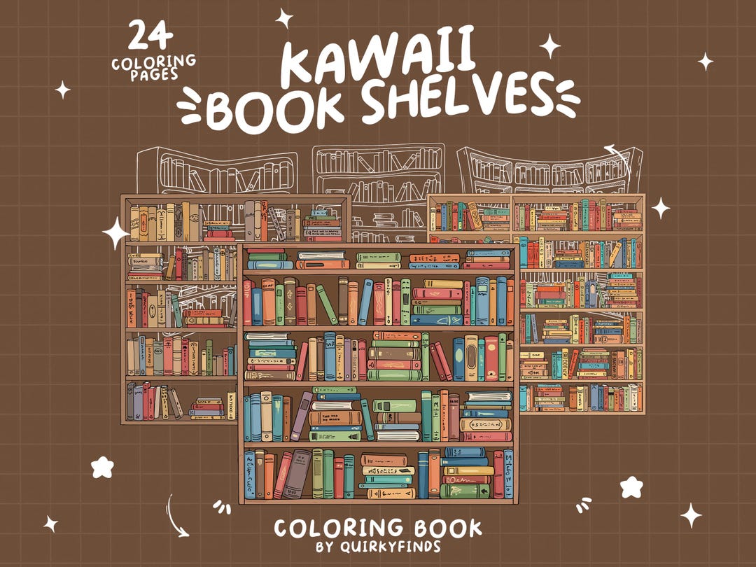 Bookshelf Coloring Book Lover Coloring Library Booklovers Coloring ...