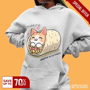 Purrito Wrap Cat Burrito Kawaii Cat Stickers PNG Food Cat Lover Gift ...