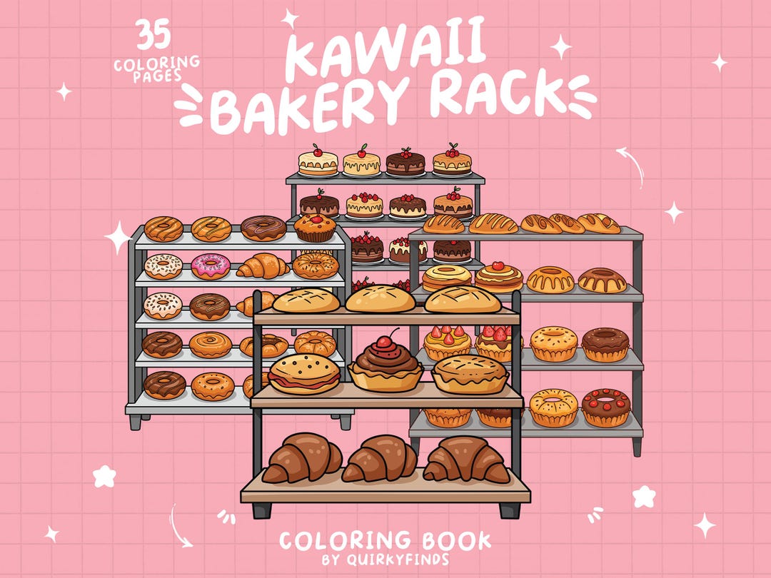 Bakery Coloring Pages Shelf Coloring Donut Sweets Coloring Rack Bread ...