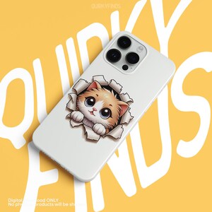 3d Hole in Wall PNG, Peeking Cat Sticker PNG, Kawaii Cat 3d Cat Hole in ...