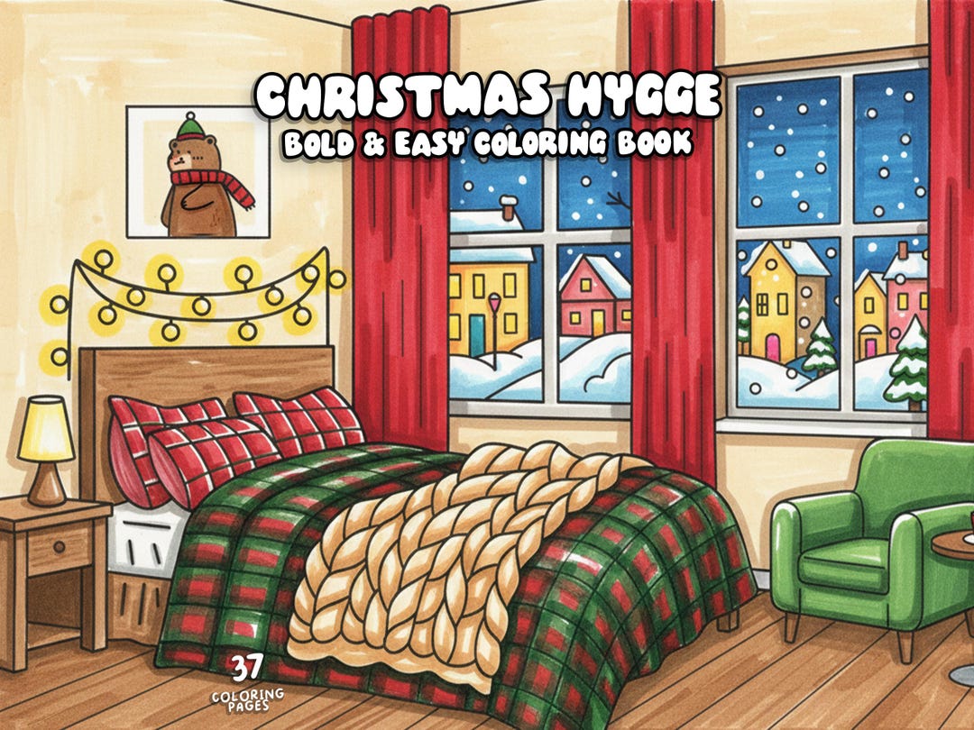 Christmas Hygge Coloring Pages Cozy Christmas Coloring Holiday Cute ...