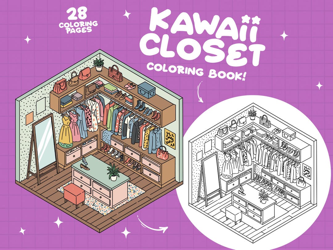 Closet Interior Coloring Dress Clothes Coloring Fashion Pocket Room ...
