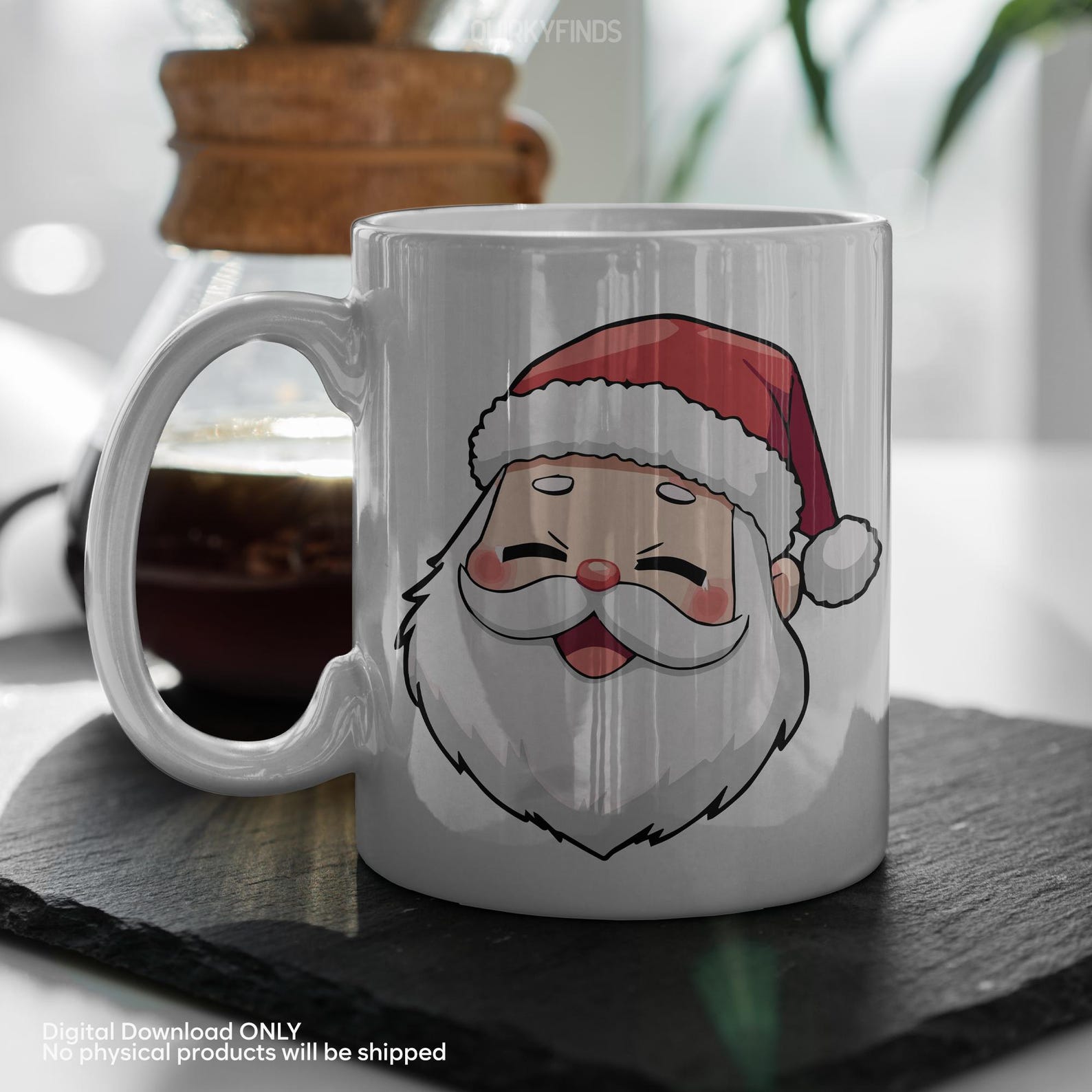 Santa Head, Santa Face Clipart, Cute Santa PNG Bundle, Christmas Emoji ...