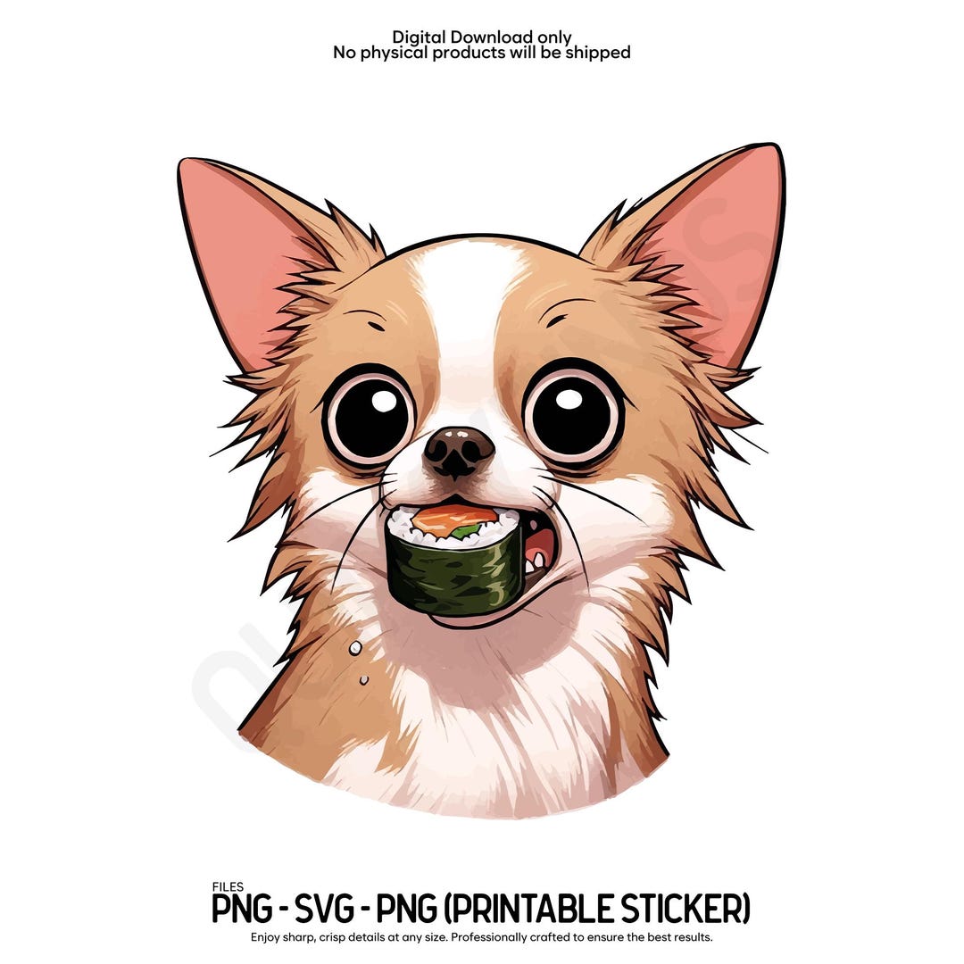 Sushi Dog Chihuahua Clipart, Cute Dog PNG, Funny Dog Shirt Design ...
