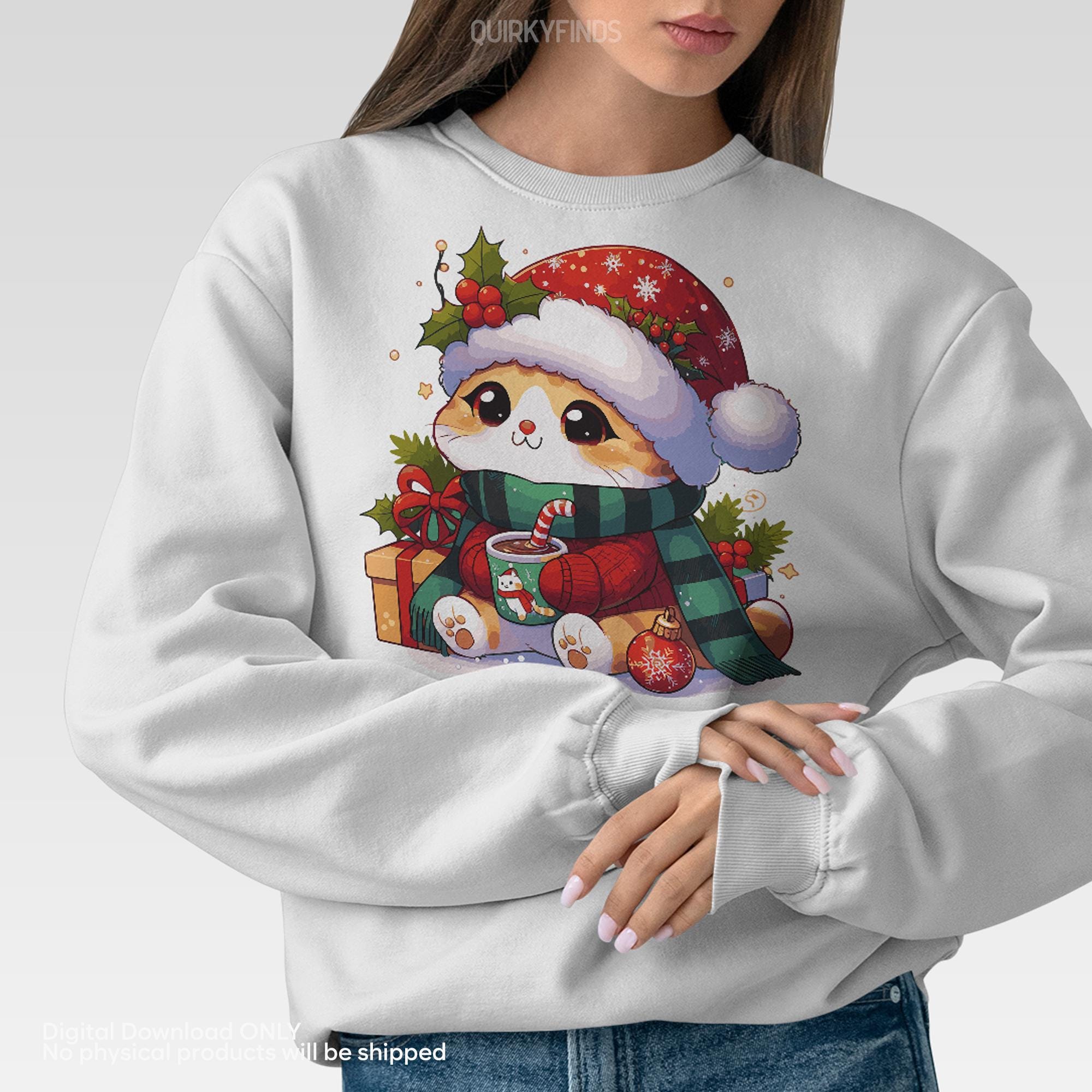 Cute Christmas Cat PNG, Meowy Christmas Kitten, Cozy Season Png, Funny ...