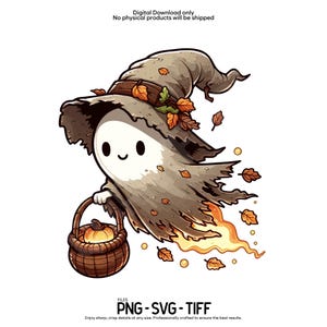 Cute Fall Ghost PNG, Witch Ghost PNG, Autumn Ghost Png, Fall Halloween ...